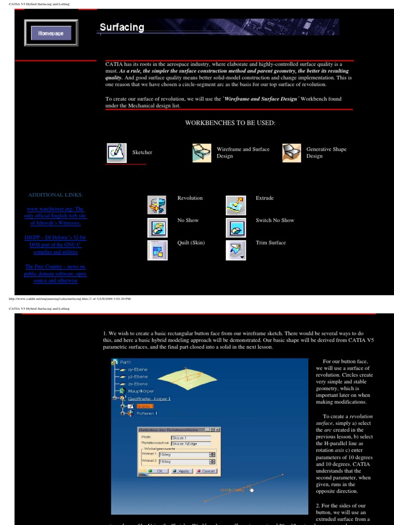 CATIA V5 Hybrid Surfacing and Lofting | PDF | Rectangle | Extrusion