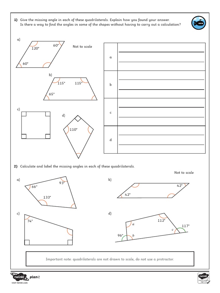 Finding Missing Angles in Quadrilaterals | PDF | Elementary Geometry ...