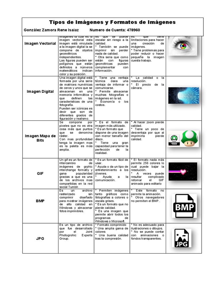 Tipos de Imágenes y Formatos de Imágenes | Descargar gratis PDF ...