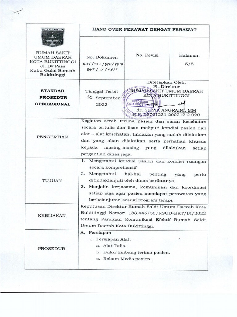 SKP Ep 2 Spo Hand Over Perawat Dengan Perawat - 0001 | PDF
