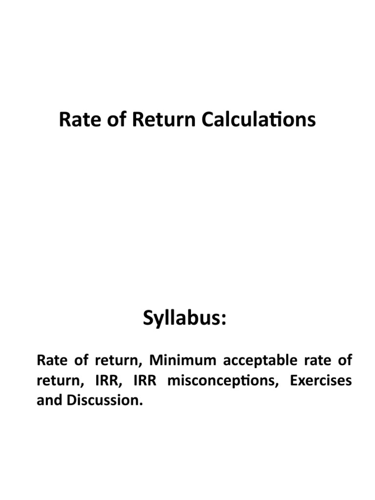 Rate of Return Calculation Methods | PDF | Internal Rate Of Return ...