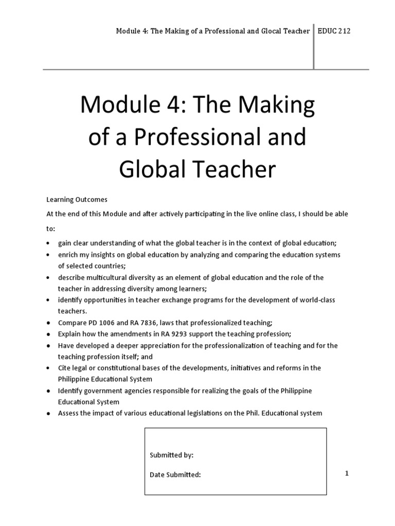 Preparing Globally Competitive Teachers: Understanding ...