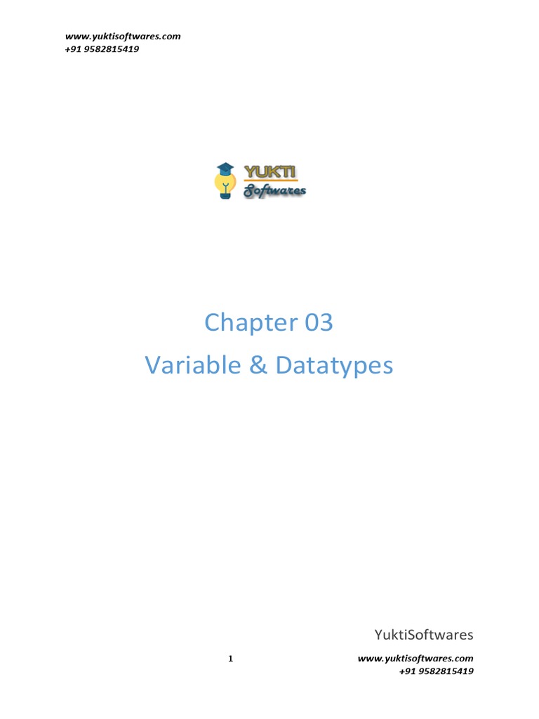 Chapter03 Variable And Datatypes Download Free Pdf Data Type Integer Computer Science