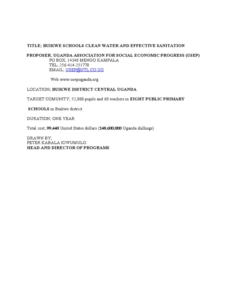 Water and Sanitation Proposal | PDF | Wash | Sanitation