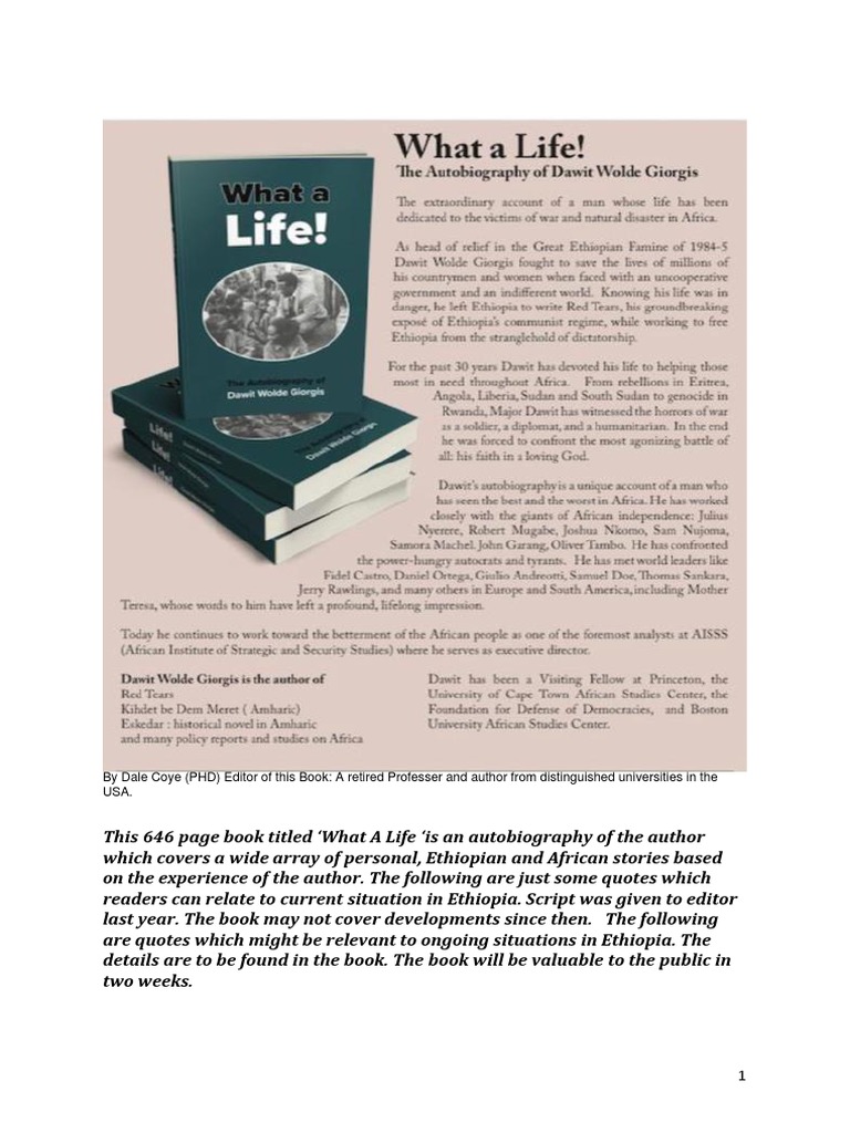 What A Life Book by Dawit Wolde Giorgis | PDF | Rwandan Genocide ...