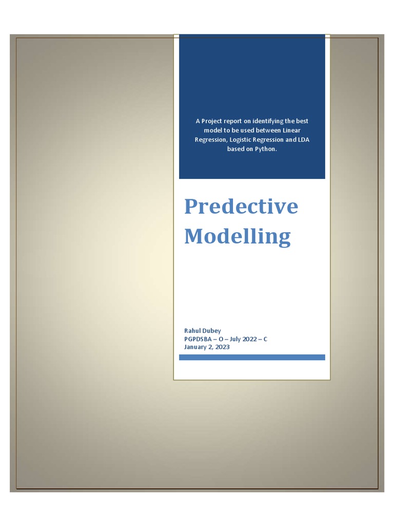 Assignment Report - Predictive Modelling - Rahul Dubey | PDF | Receiver Operating Characteristic ...