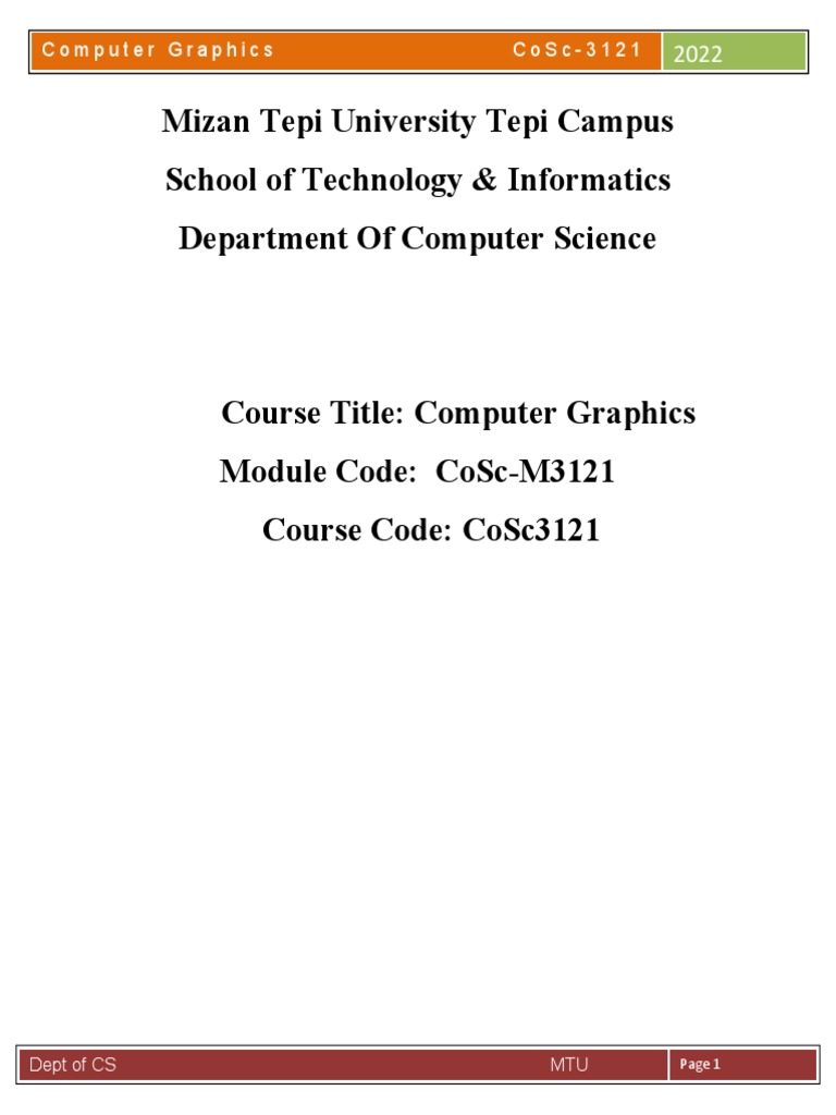 Computer Graphics Handout | PDF | Computer Graphics | Random Access Memory