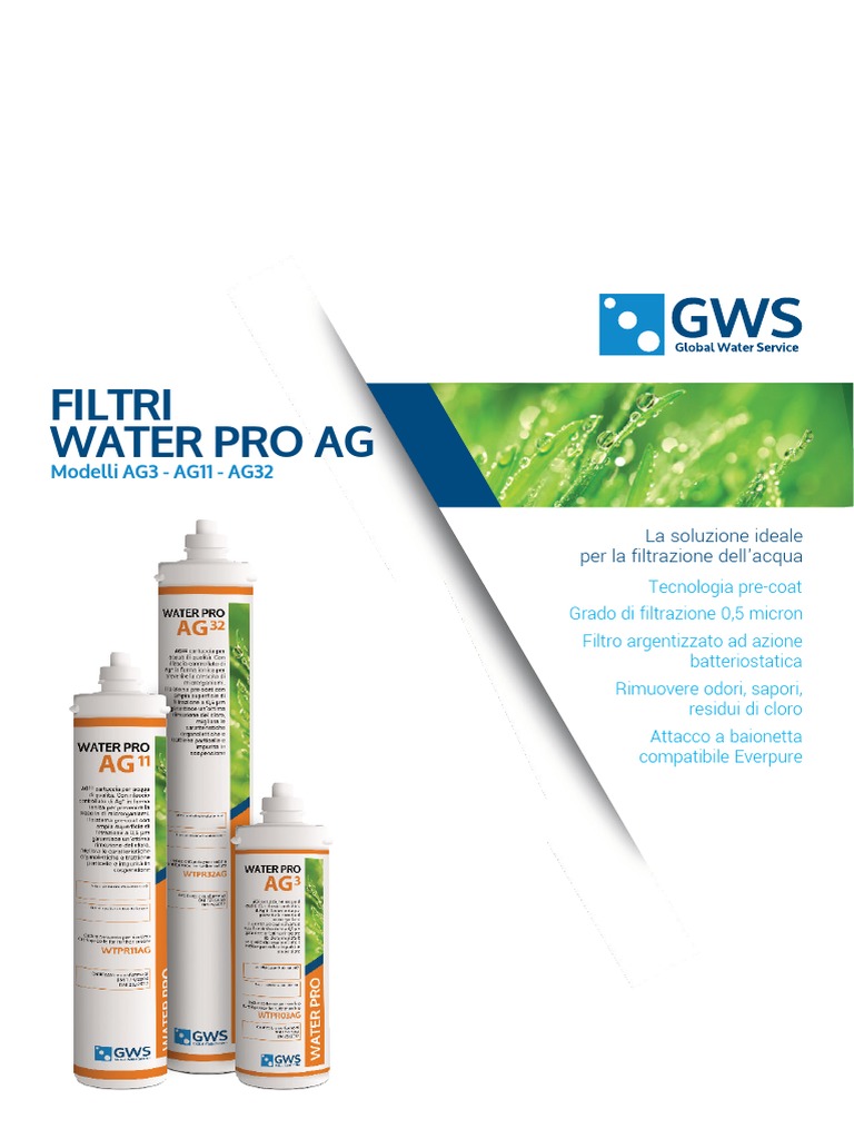 Filtri Water Pro Ag: Modelli AG3 - AG11 - AG32 | PDF