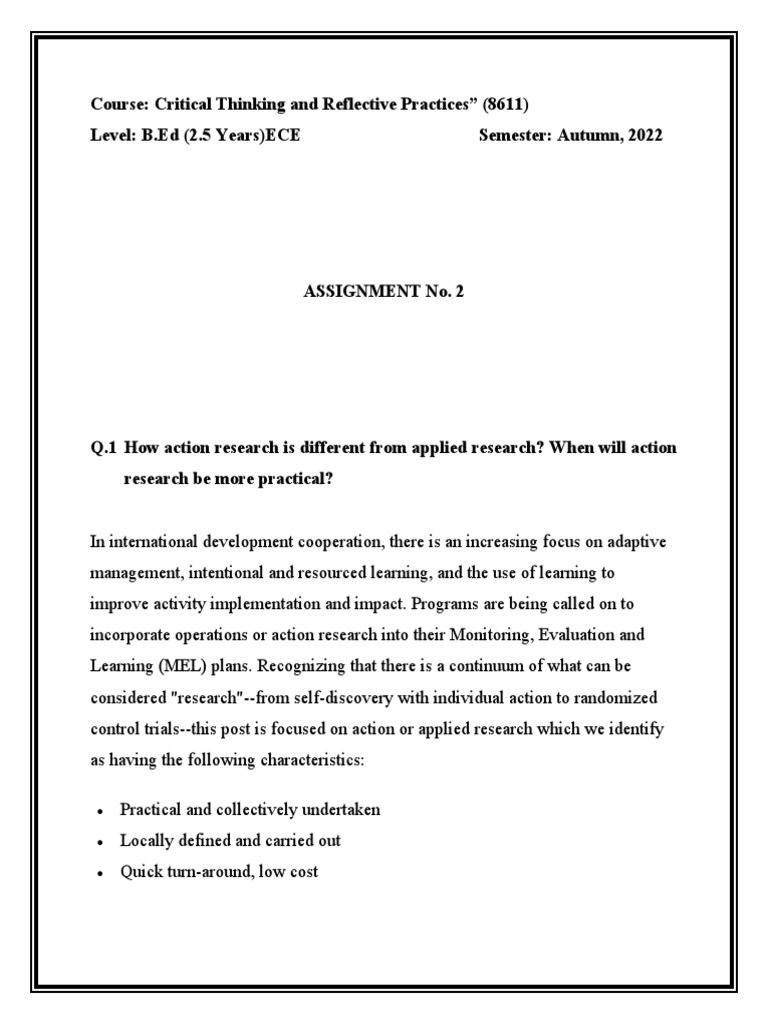 8611 Assignment 2 | PDF | Thought | Critical Thinking