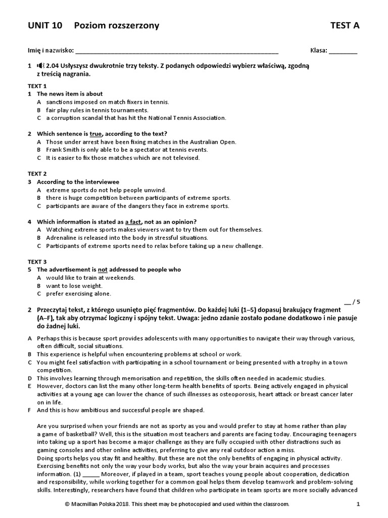 U10 Test PR A | PDF | Self Esteem | Adolescence