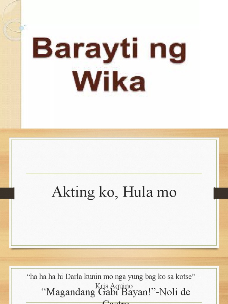 Barayti Ng Wika | PDF