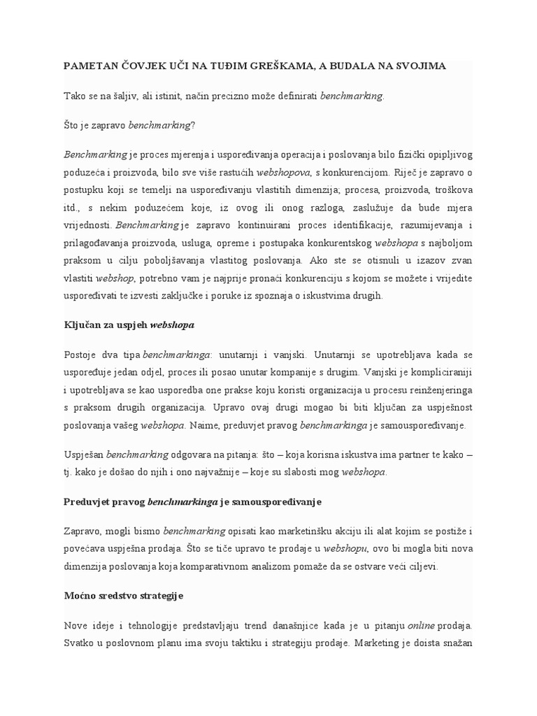 Bench Marking | PDF