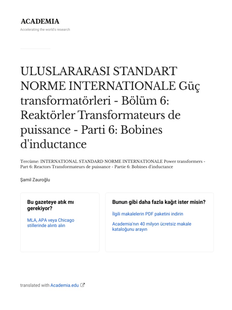 INTERNATIONAL STANDARD NORME INTERNATIONALE Power Transformers - Part 6 Reactors Transformateurs ...