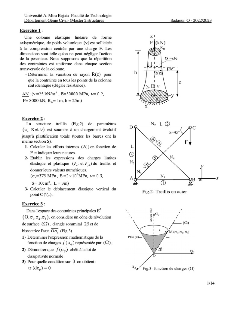 Exercices de Génie Civil - Master 2 Structures | PDF | Déformation ...