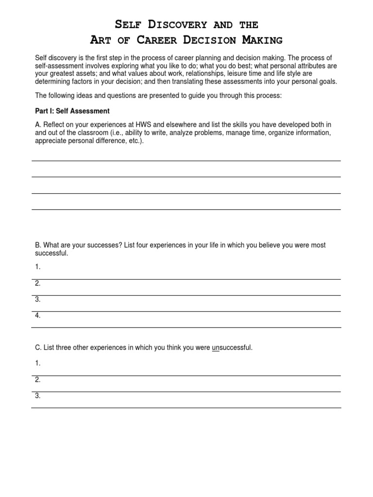 Cheat Sheet - Self Discovery | PDF | Experience | Decision Making