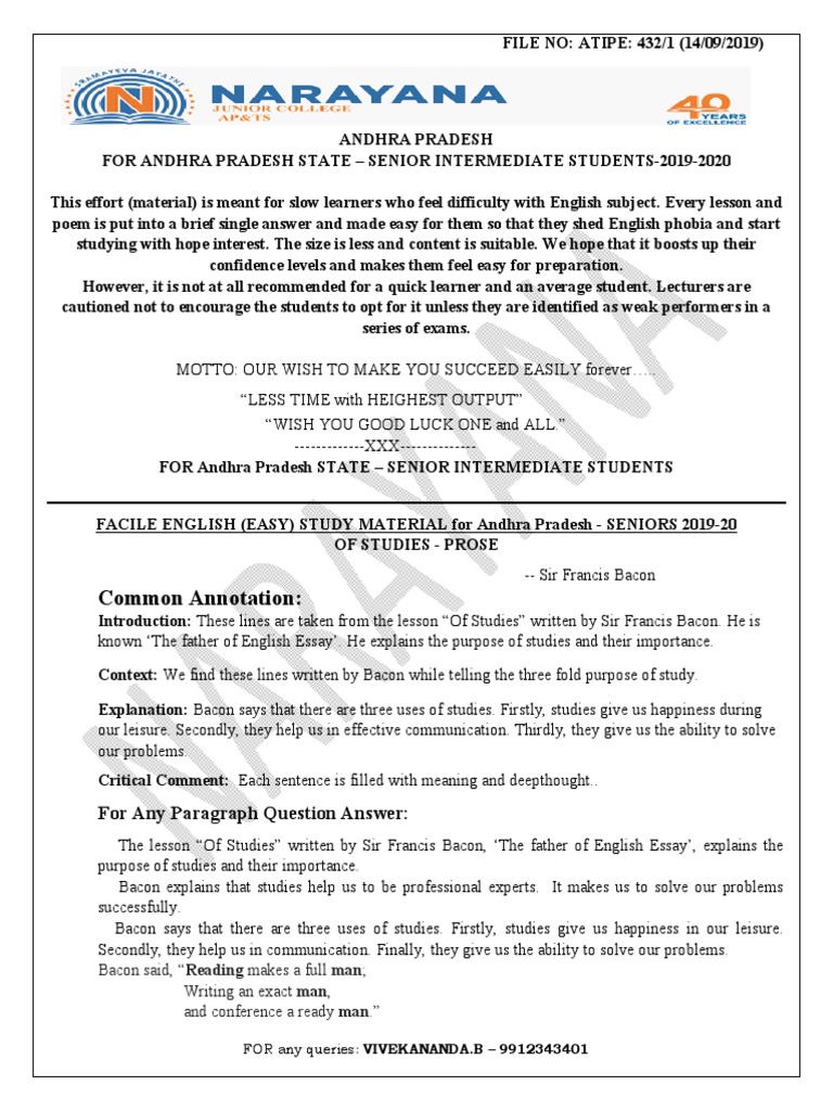 EASY SR ENGLISH STUDY MATERIAL For AP 2019-20 | PDF | The Adventures Of ...