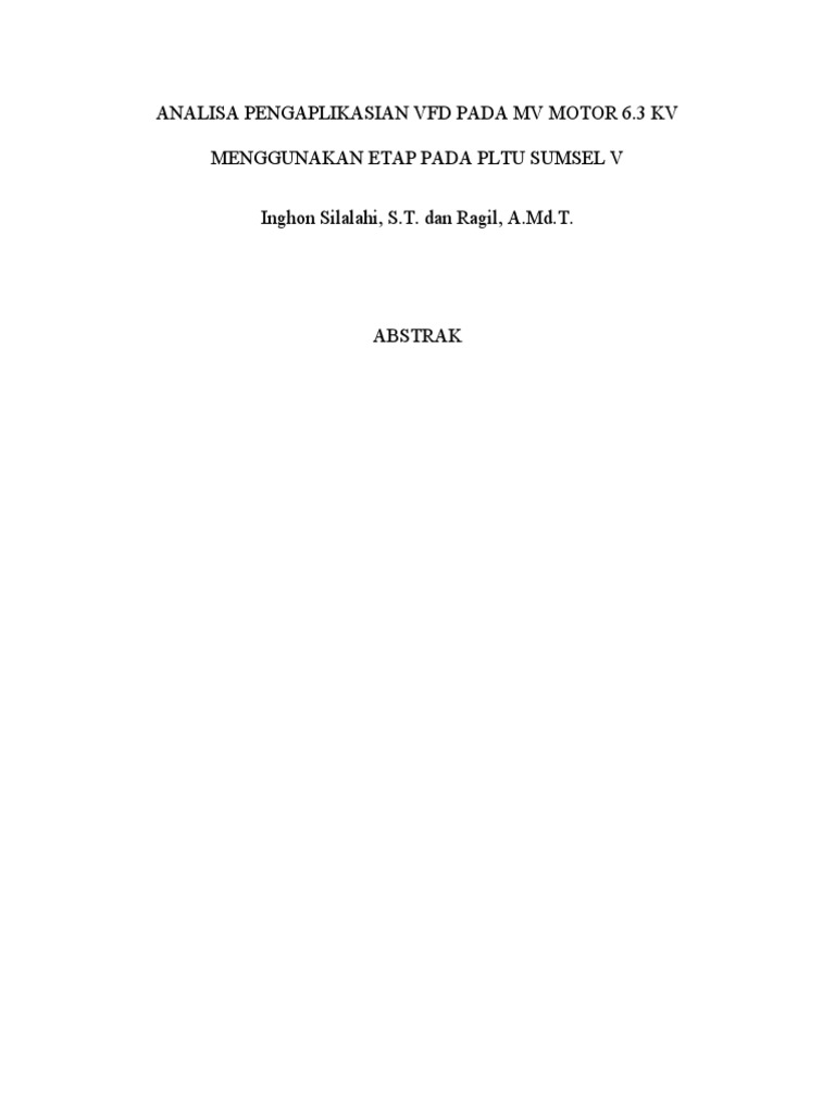 Analisa Pengaplikasian VFD Pada MV Motor 6 | PDF