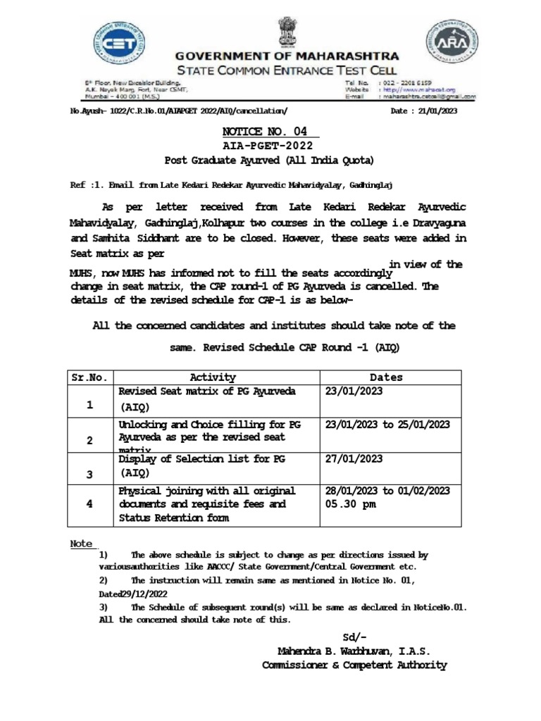 Notice 4 PGA Schedule Revised | PDF