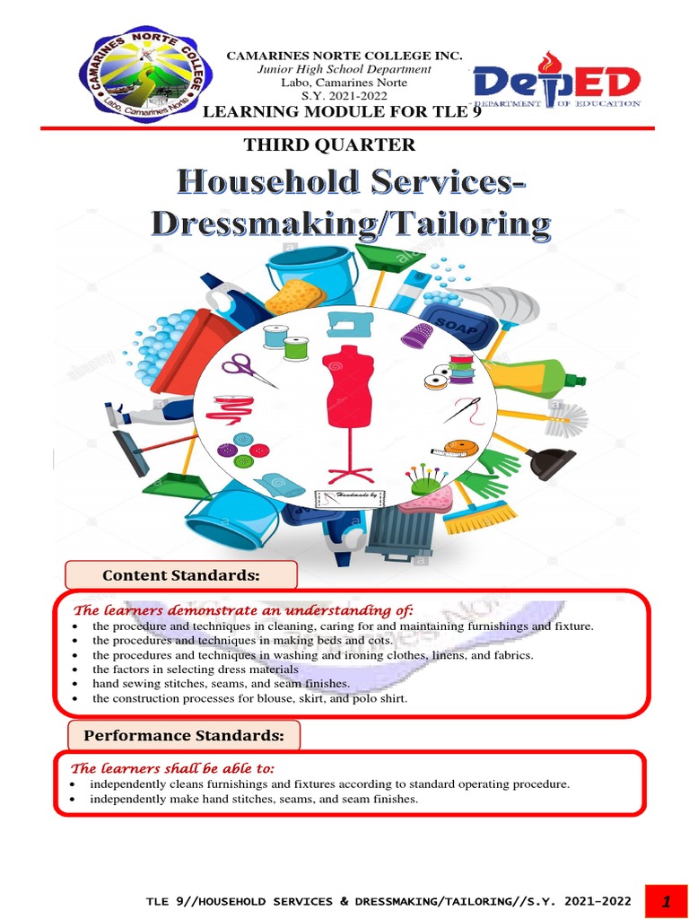 Junior High TLE Module | PDF | Seam (Sewing) | Sewing