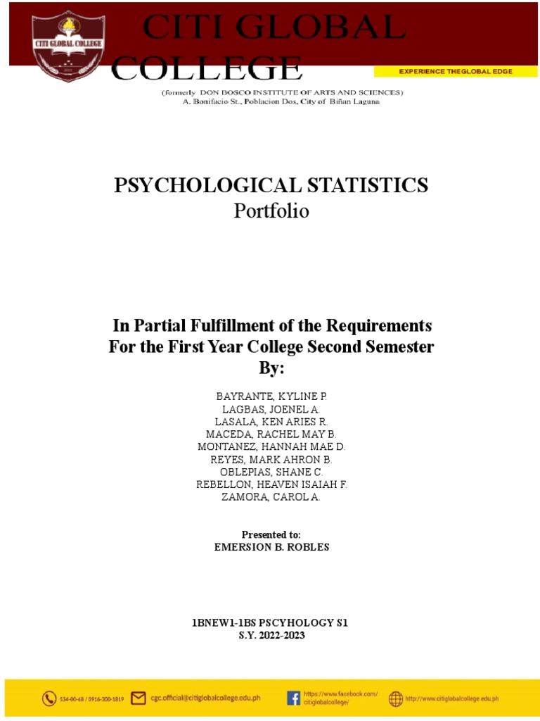 Portfolio in Psych Stats - Docx 1 | PDF | Level Of Measurement | Statistics