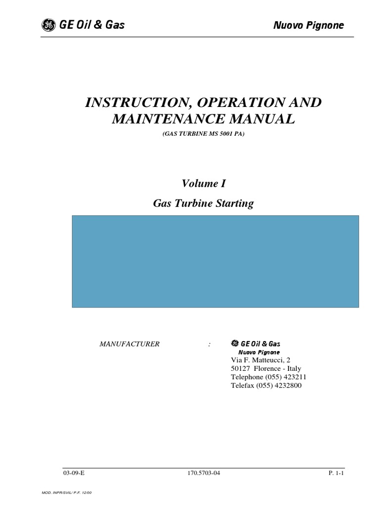 MS5001PA Gas Turbine Manual | PDF | Gas Turbine | Pump