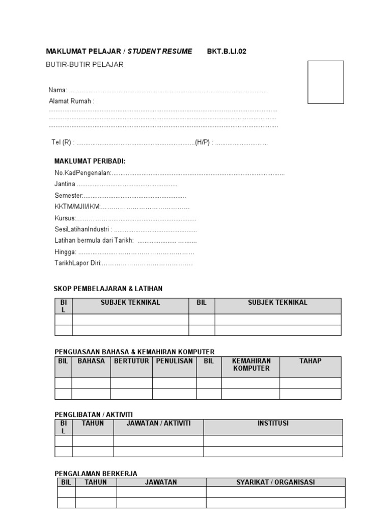 Bkt.b.li.05 Resume Pelajar | PDF