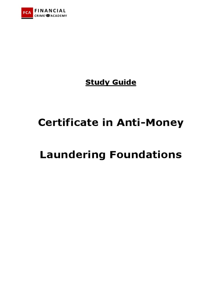 Certificate in Anti-Money Laundering Foundations: Study Guide | PDF ...