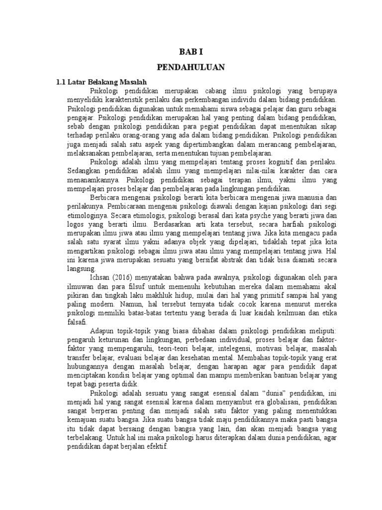 Psikologi Pendidikan Bab 1 | PDF