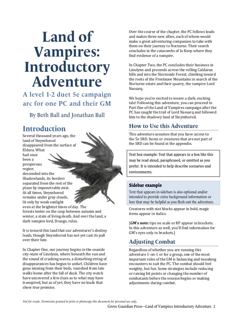 Land of Vampires, Intro Campaign Preview | PDF