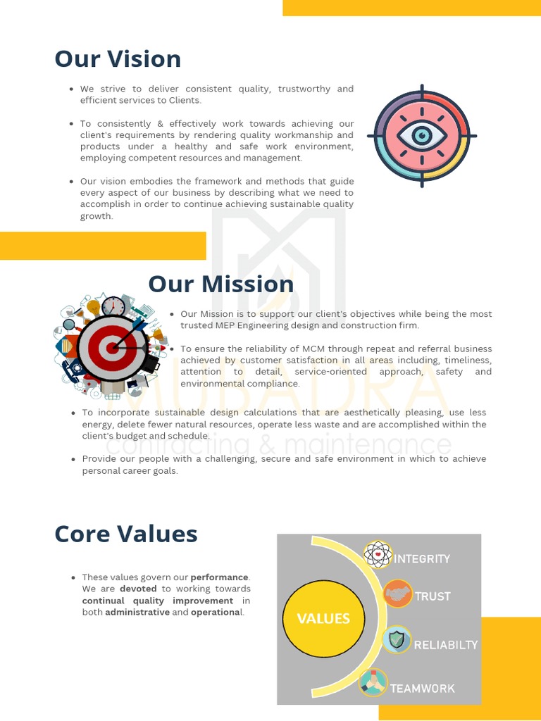 MCM's Vision and Core Values | PDF | Finance & Money Management