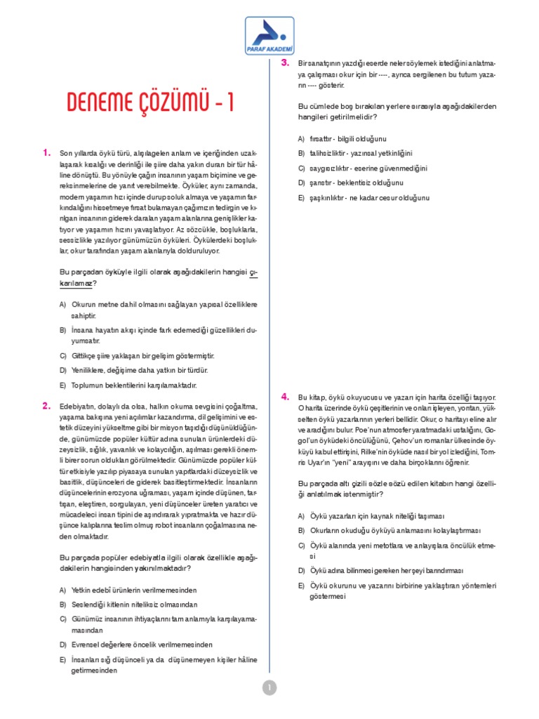 Tyt Türkçe Deneme Pdf