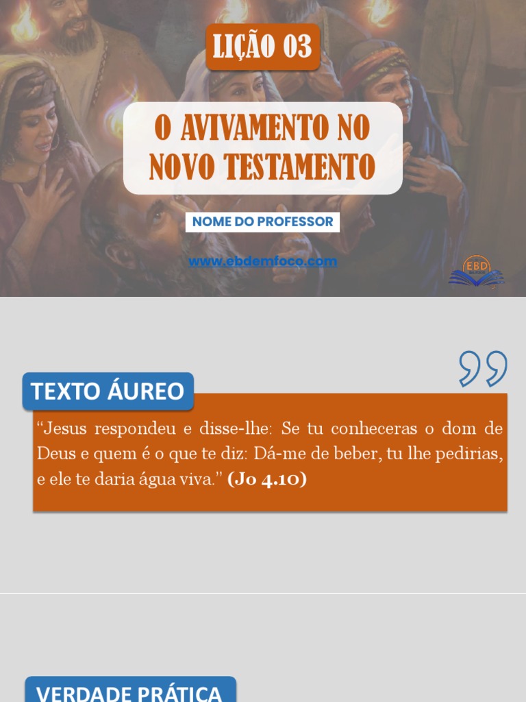 Lição 03 O Avivamento No Novo Testamento Pdf Jesus Evangelho De