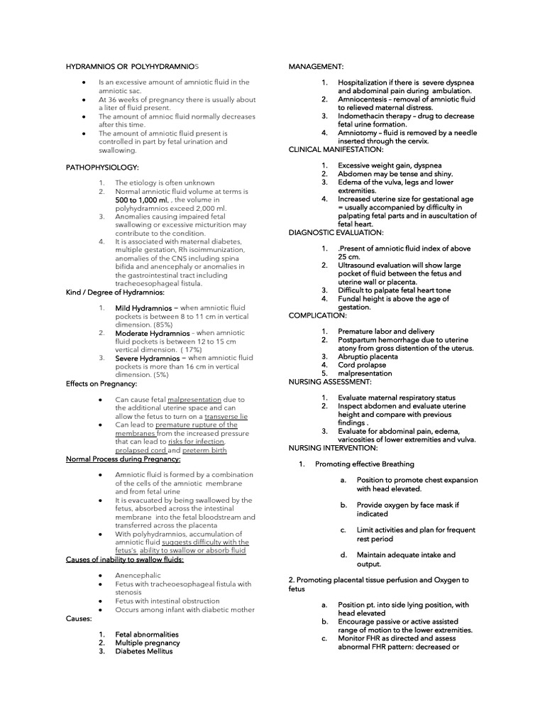 Hydramnios or Polyhydramnios | PDF | Fetus | Childbirth