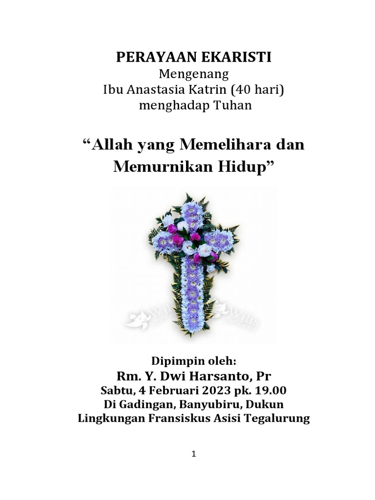 Panduan Misa Peringatan Arwah 40 Hari Ibu Anastasia Katrin (Bookfold) | PDF