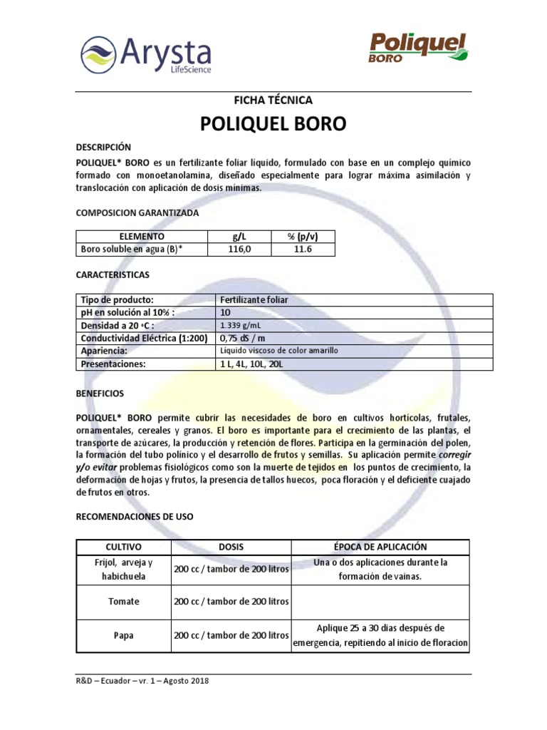 Poliquel Boro | PDF | Agua | Flores
