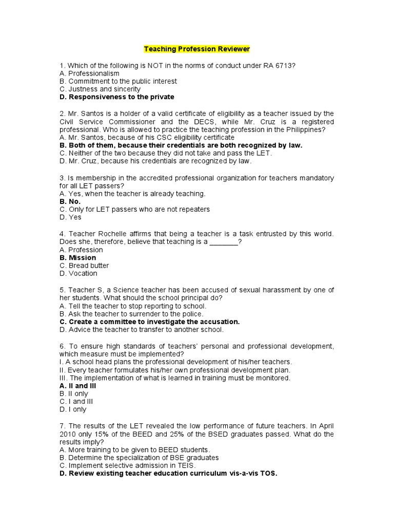 Teaching Profession Reviewer: Essential Guide | PDF | Teachers | Learning