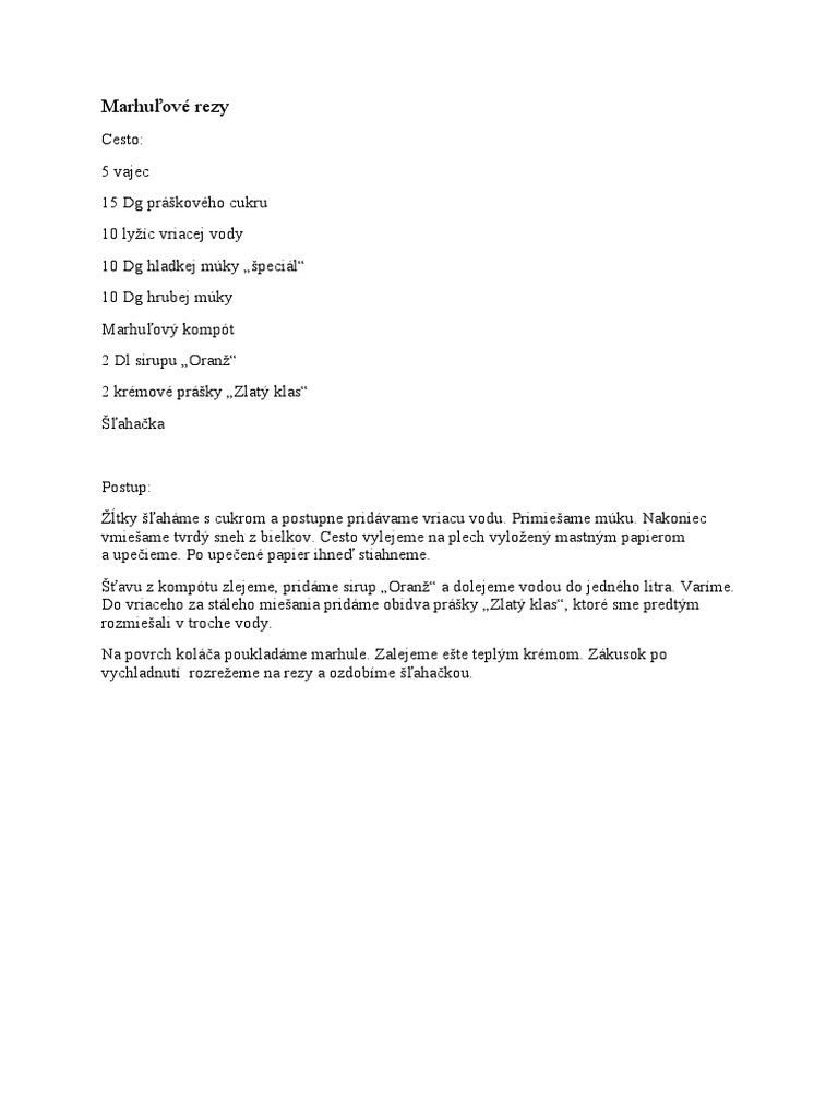 Marhuľové Rezy | PDF