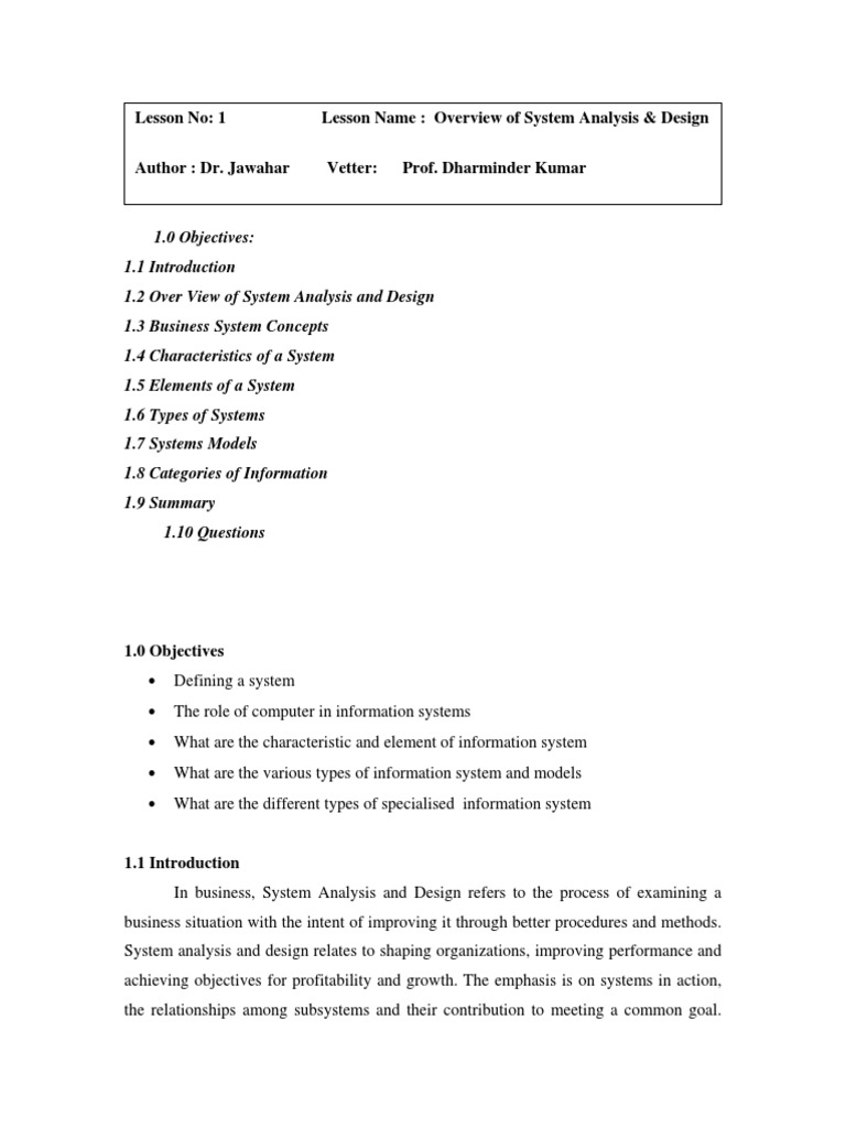 Systems Analysis & Design | PDF