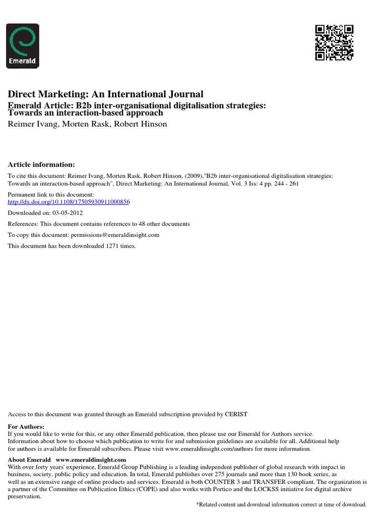 B2B Inter-Organizational Digitalization Strategies: Towards an Interaction-Based Approach | PDF ...