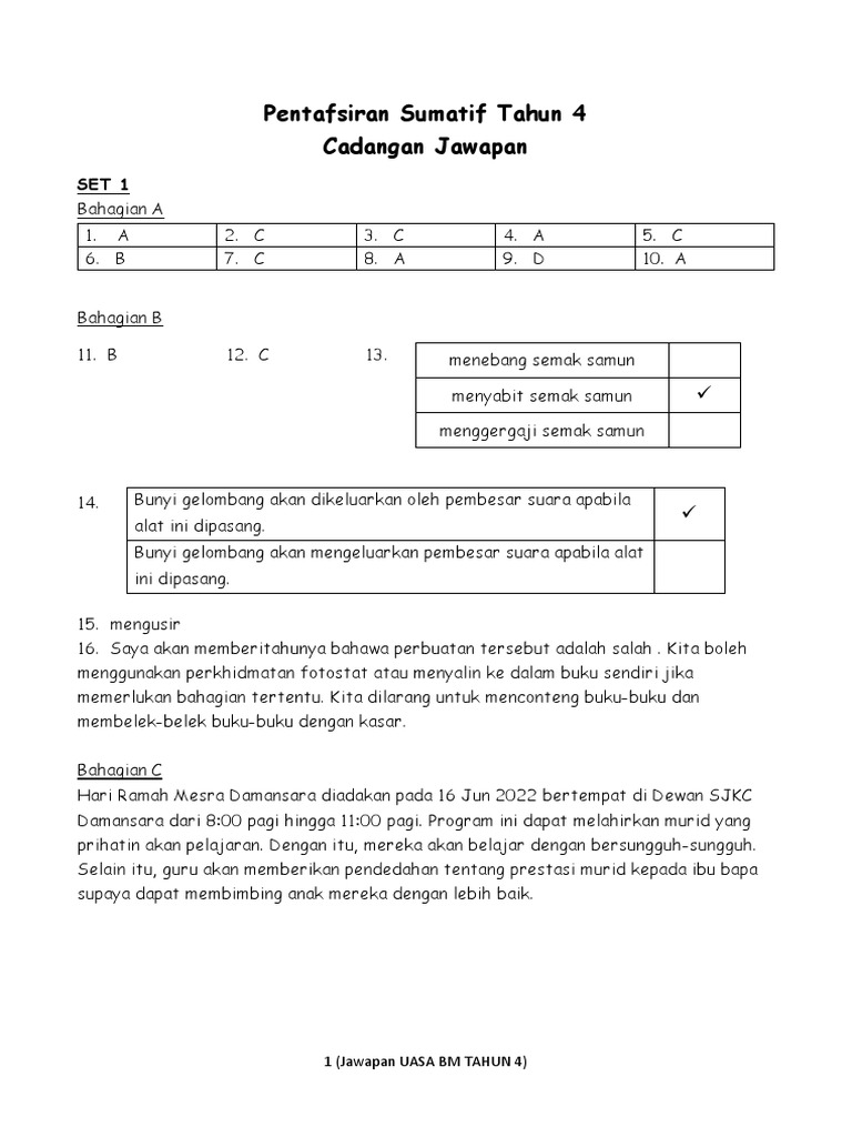 STD 4 Pentaksiran Sumatif Jawapan | PDF | Sains & Matematika