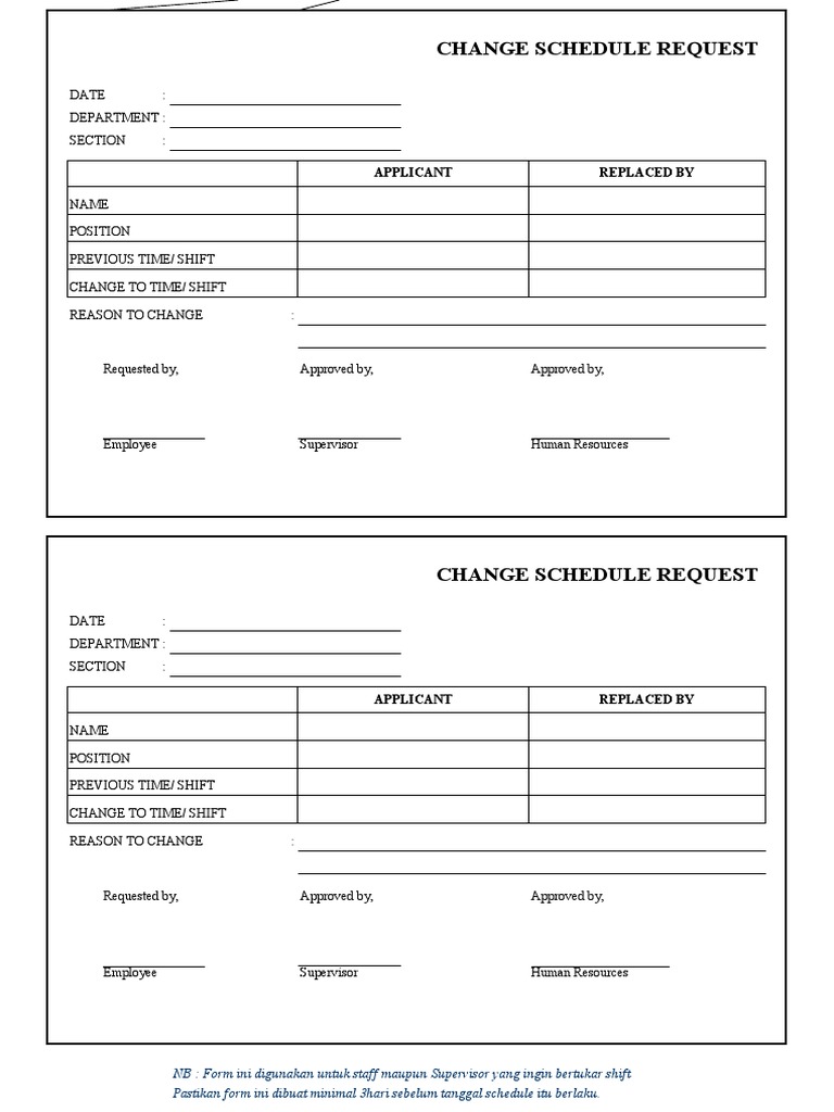 Change Schedule Form | PDF