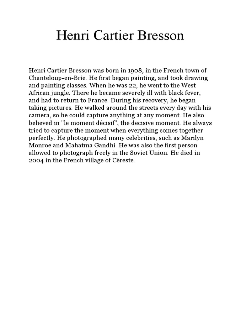 Henri Cartier Bresson Af | PDF