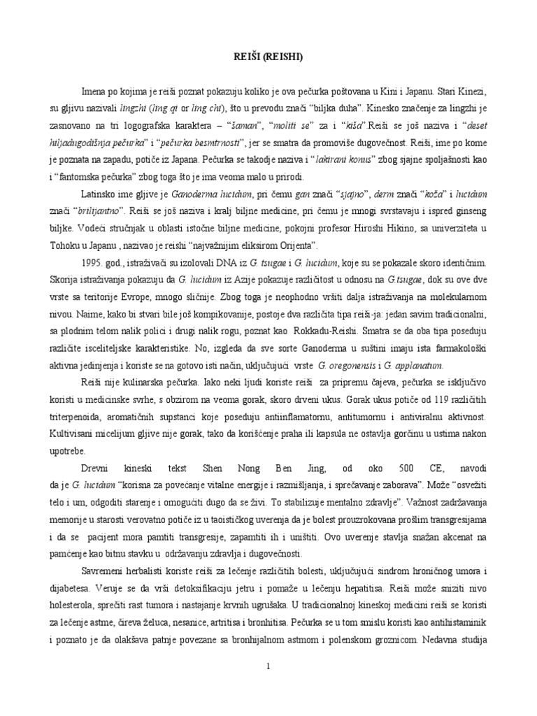 REISHI Prevod Knjige Lekovite Pečurke - Georges M. Halpern | PDF