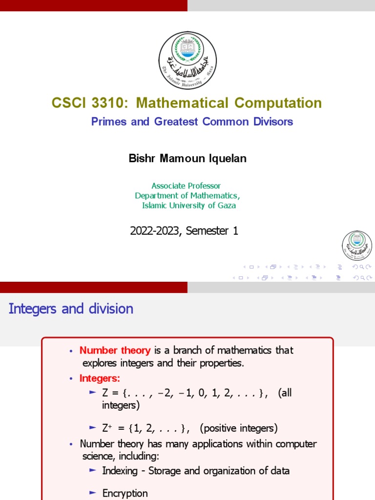 Primes and GCD in Discrete Math | PDF | Prime Number | Factorization