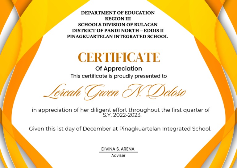 Orange White Playful Illustrated Kids Certificate of Achievement | PDF