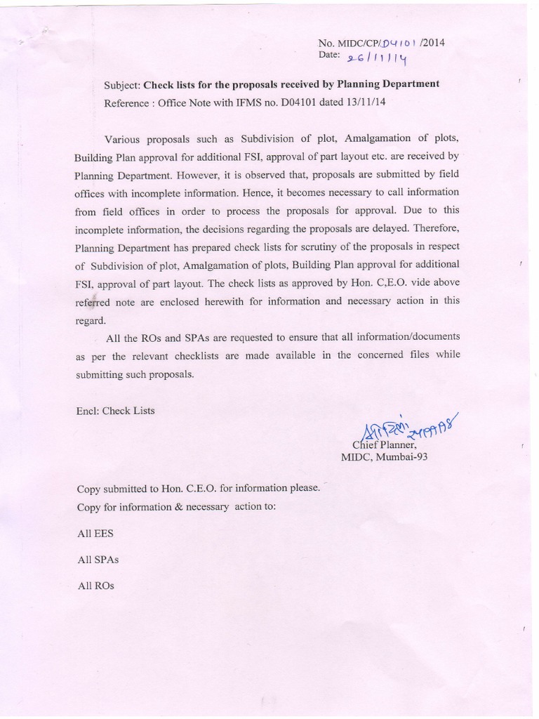 Circular Checklist MIDC | PDF