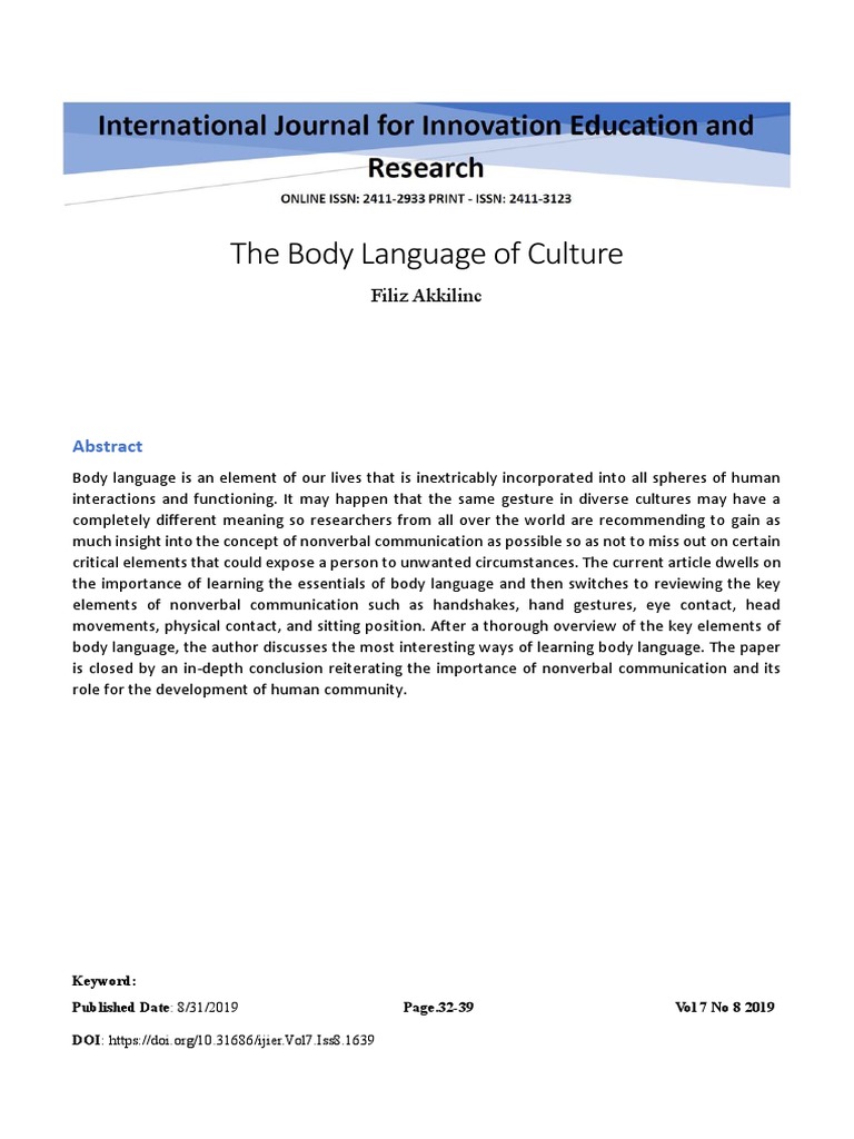 The Body Language of Culture | PDF | Body Language | Nonverbal ...