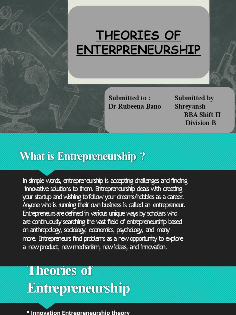 Theories of Entrepreneurship | PDF | Entrepreneurship | Cognition