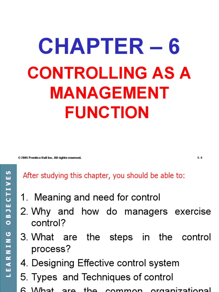 Chapter 6 Controlling | PDF | Goal | Inventory