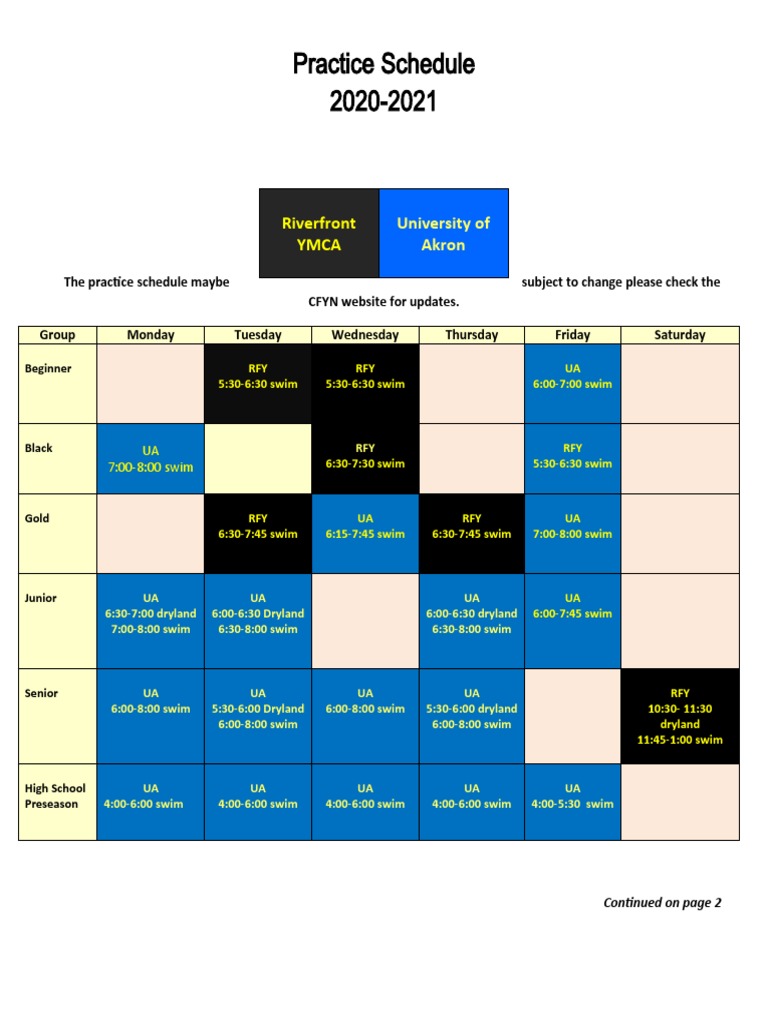 2020-2021 Practice Schedule | PDF